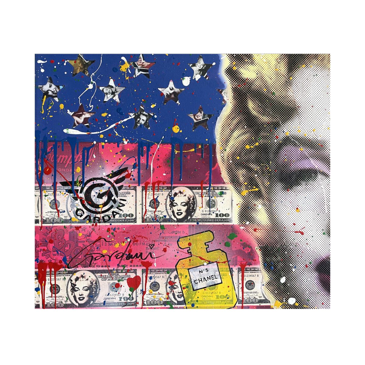 Gardani, Marilyn Monroe Flag - Original Painting on Canvas